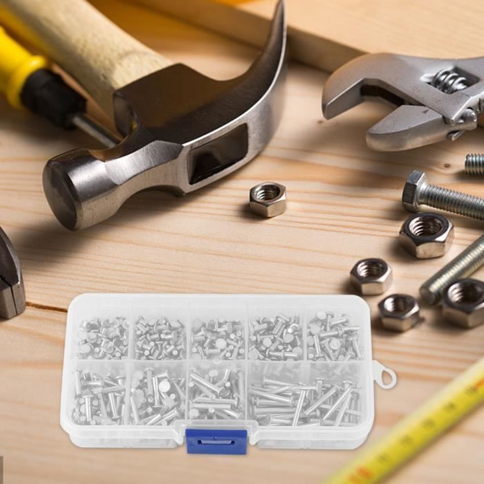 SALALIS Rivet en aluminium solide 450pcs M2.5 Rivets en aluminium à ...