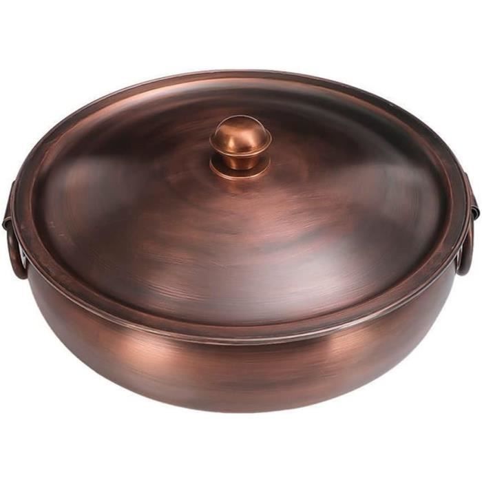 Fondue Retro Copper Hot Pot, Old Style Clear Soup Pot Thickened Flat ...