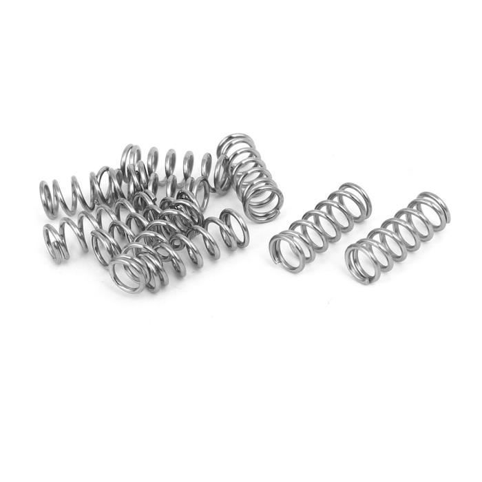 SOURCING MAP Ressort de Compression 0.8mm x 6mm x 15mm Acier Inoxydable 304 Argenté 10Pcs ...