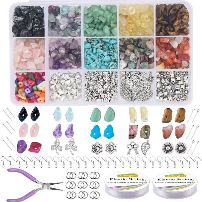 EuTengHao Kit de 933 perles irrégulières en pierre précieuse naturelle ...