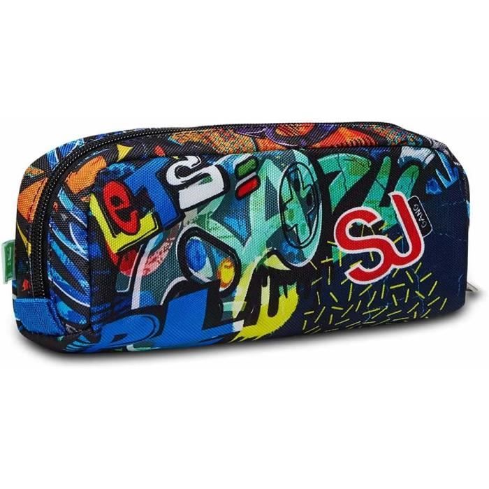 Porte-Stylo Scolaire Faces De Sj, Bleu – Spacieux, Compartiment Mono ...