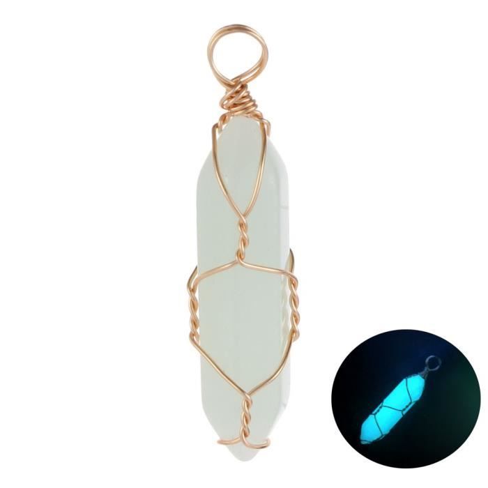 PIERRE VENDUE SEULE,3--Collier Hexagonal cylindrique en cristal brille ...