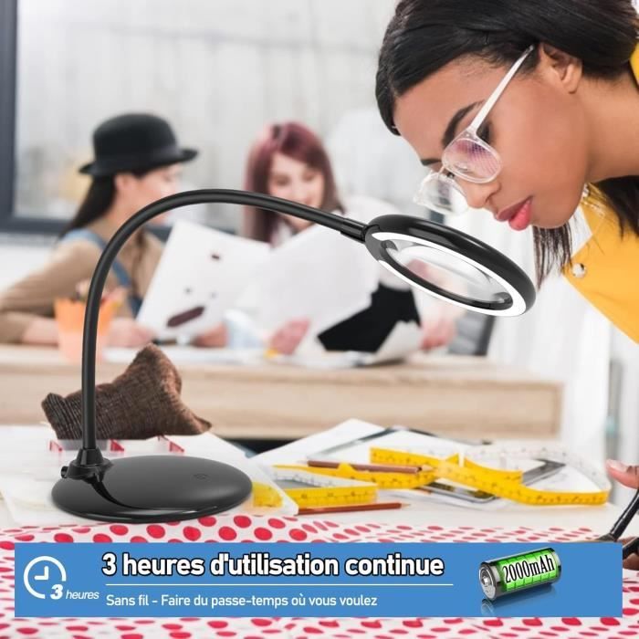 Loupe Rechargeable 5X avec lère et Support, loupe éclairée DUDSOEHO Mains Libres pour la Lecture ...
