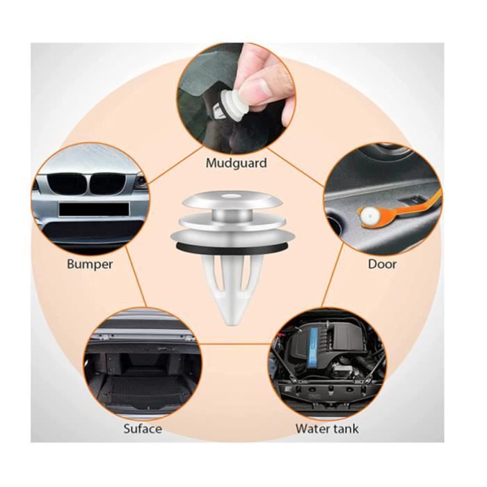 50 Pièces Clips Peugeot, Agrafe de Panneau Garniture, Clips de Porte de ...