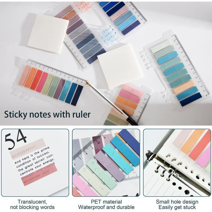 1300Pcs Marque Page Adhésif,8 Styles Post It Livre,Feuillets ...