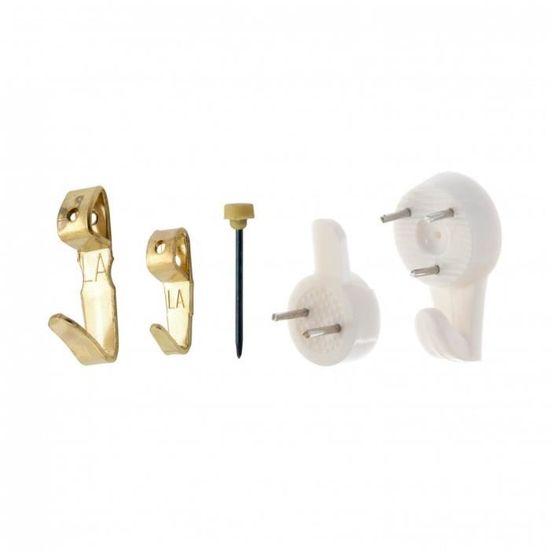 Lot de 22 crochets assortis acier et béton pour tableaux et cadres LE ...