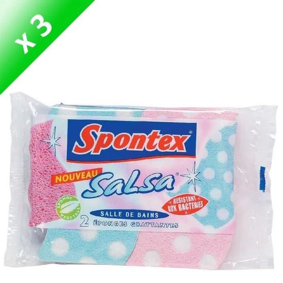 SPONTEX Eponges salle de bain Salsa - Végétale - Lot de 2 x 3 ...