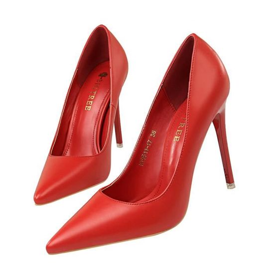 Escarpins Femme Talon Aiguille Rouge - Marque - Modèle - 10.5cm - Bout ...