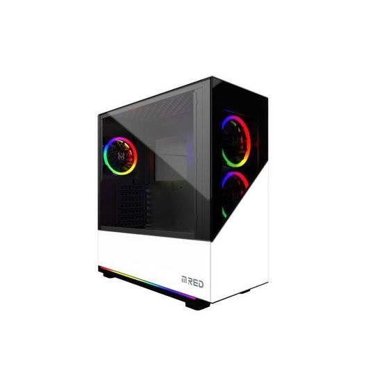MRED - Boîtier PC Gamer ATX - Blanc RGB Elite - Cdiscount Informatique