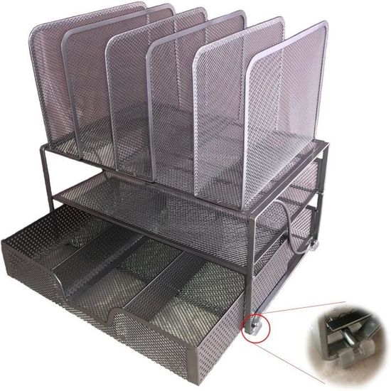 Organisateur De Bureau En Maille Métal Gris. Trieur Robuste Avec Patins ...
