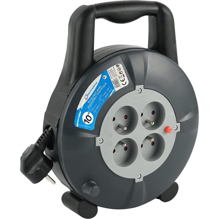 29008 Enrouleur Rallonge Ménager Domestique 10m 16A Section 3G1,5 mm² ...