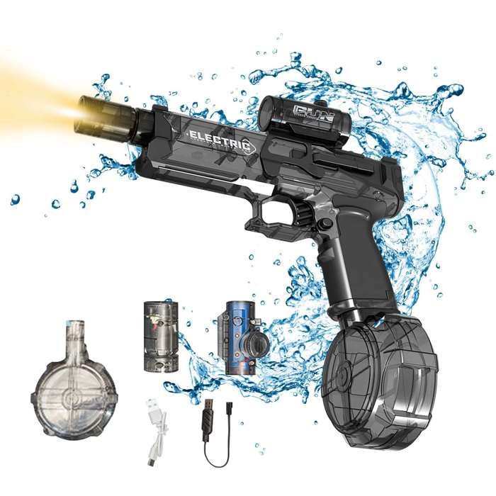 Pistolet à Eau Électrique Pistolet à Eau électrique Puissant avec Lumière Idéal pour Jeux de Tir ...