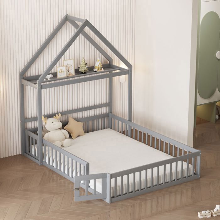 Lit Cabane Enfant 140x200 - avec Barrière de Sécurité - Lit Enfant ...