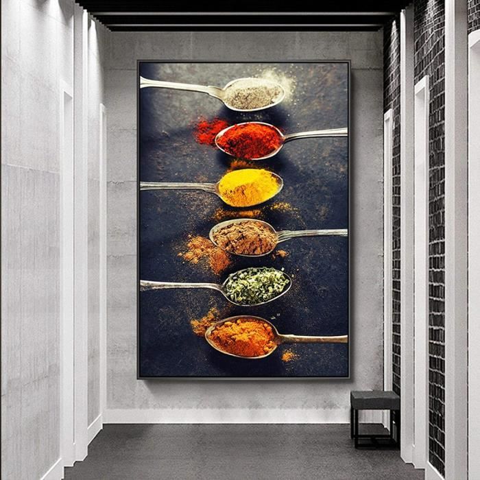 Épices en cuillères pour la cuisine toile Art affiches et impressions ...