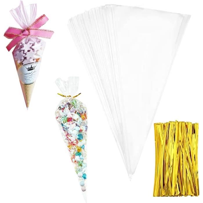 Sachet Bonbons 100 Pcs Sachet Bonbon Cone Sachet Plastique Transparent ...