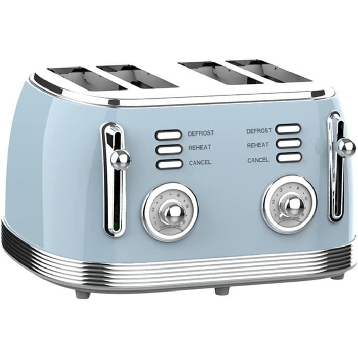 Grille-pain 4 Tranches Avec 4 Fentes Extra-larges, Grille-pain Rétro En ...