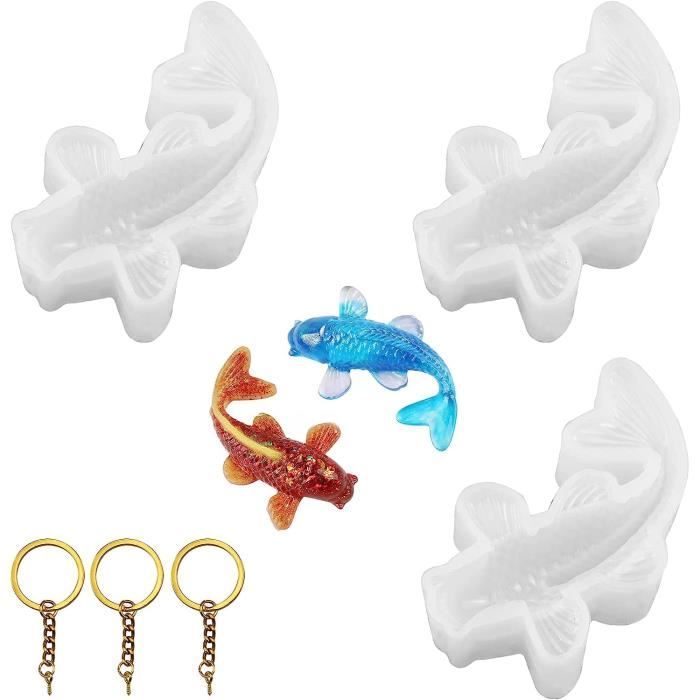3 Pièces Poisson Resine Epoxy Transparente Moule en Silicone de Koï ...