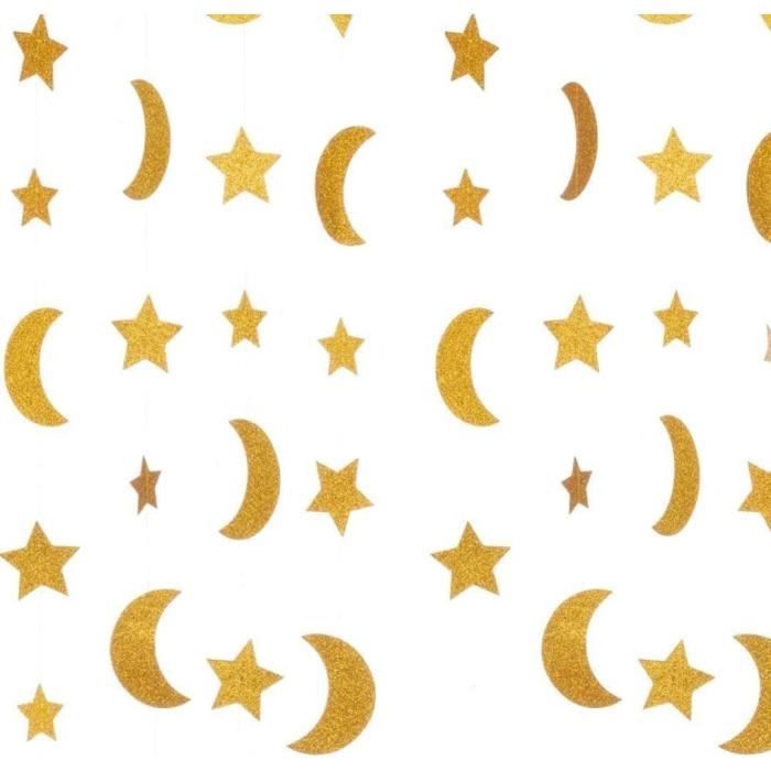Bannière pour baby shower, étoile et lune bannière or paillette lune ...