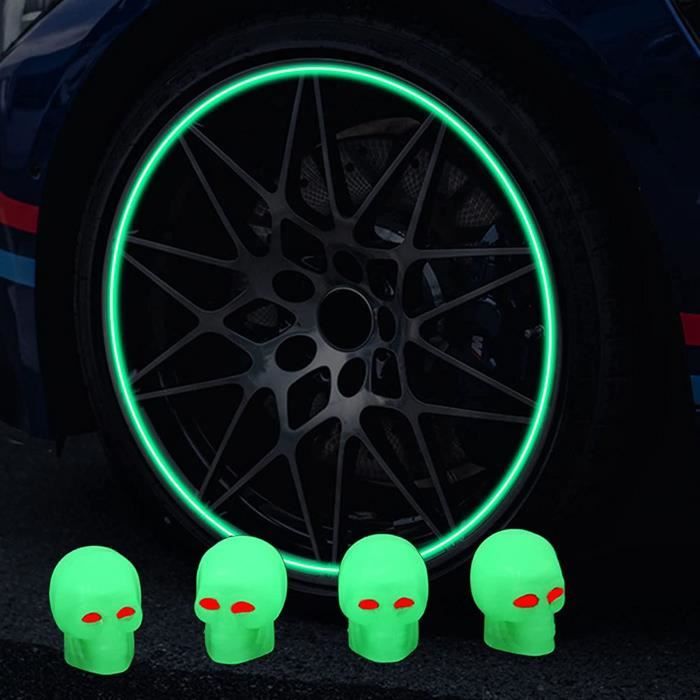 Lot de 4 bouchons de valve fluorescents, universels pour voiture, pneu ...