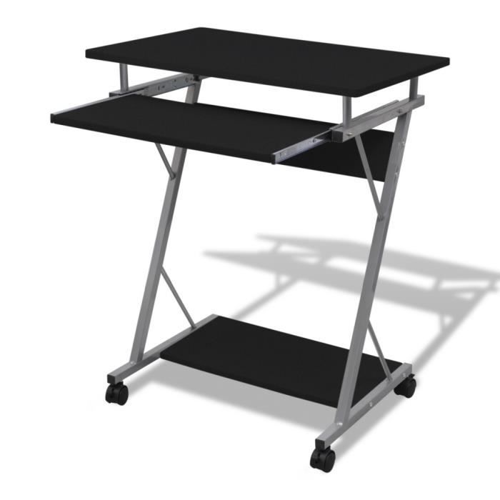 Bureau pour ordinateur à roulettes / noir - Cdiscount Maison