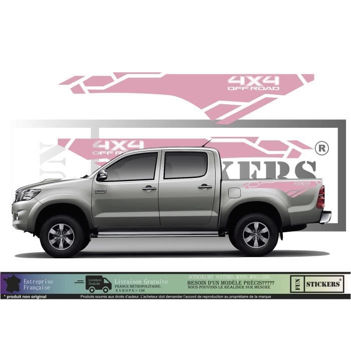 Tuning Sticker Autocollant - TOYOTA - HILUX OFF ROAD 4x4 - Rose - Kit ...