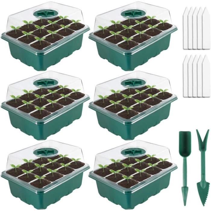 6pcs Mini Serre pour Semis Mini Pots de Plateau 12 Trous avec Couvercle ...