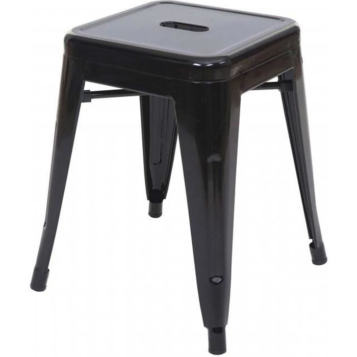 Tabouret en metal HWC-A73, design industriel metallique, empilable noir ...