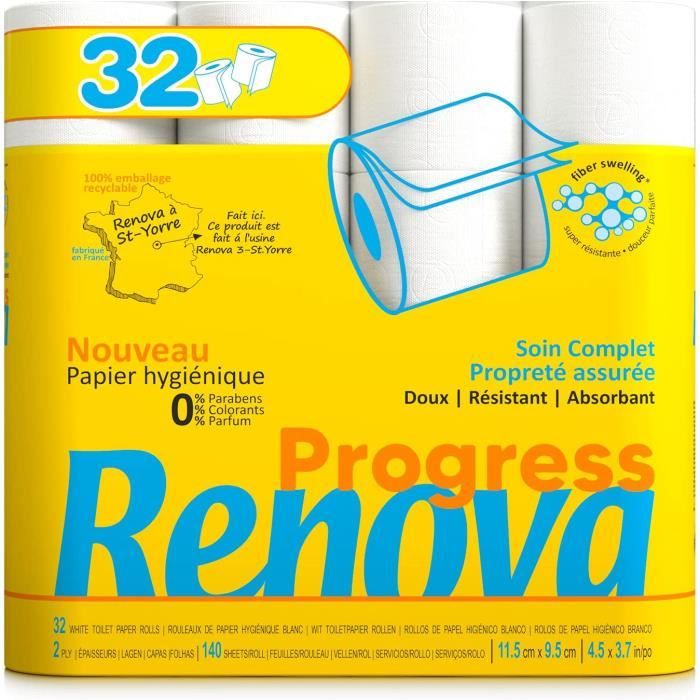 Papier Hygiénique Progress|32 Rouleaux |2 Plis Blanc[N577] - Cdiscount ...