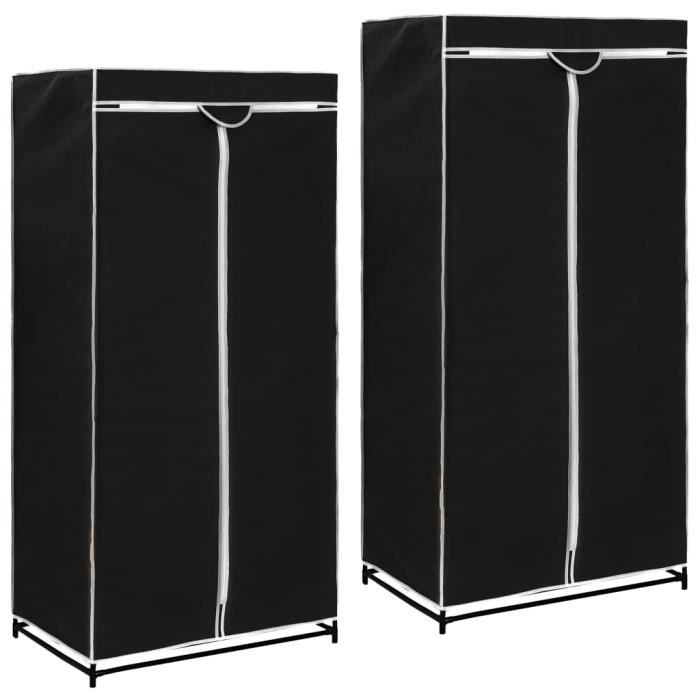 Armoire de Chambre JAR - Garde-robe Penderie - 2 pcs Garde-robes Noir ...