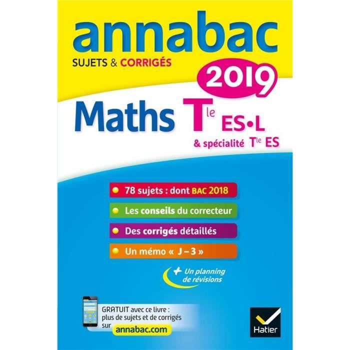 Livre - ANNABAC ; maths ; terminale ES, L (édition 2019) - Cdiscount ...