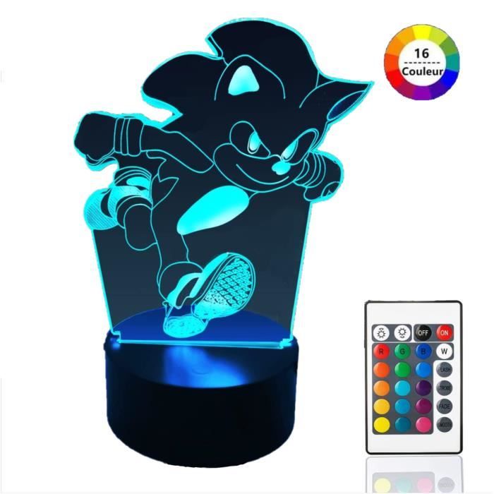 Sonic Hedgehog Lampe veilleuse pour enfants, Illusion tactile 3D,16 ...