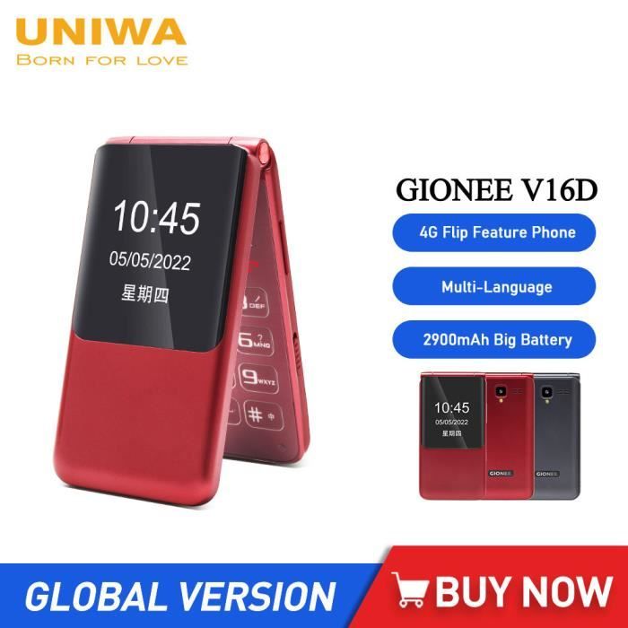 GIONEE – téléphone portable V16D 4G à double écran tactile 2 go 16 go grand bouton poussoir ...