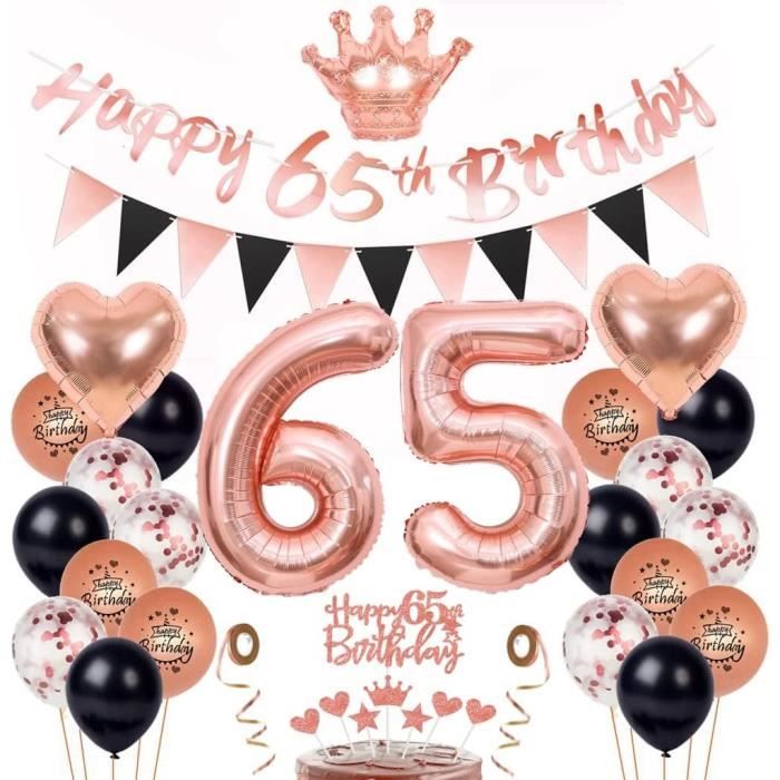 Décoration 65 Ans Anniversaire Femme, Ballon 65 Ans Anniversaire Or ...