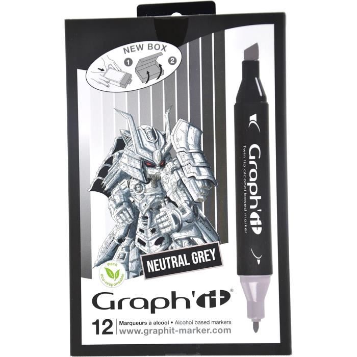 Graph‘It Marker Set De 12 Marqueurs À Alcool Double Pointe Pour Dessin ...