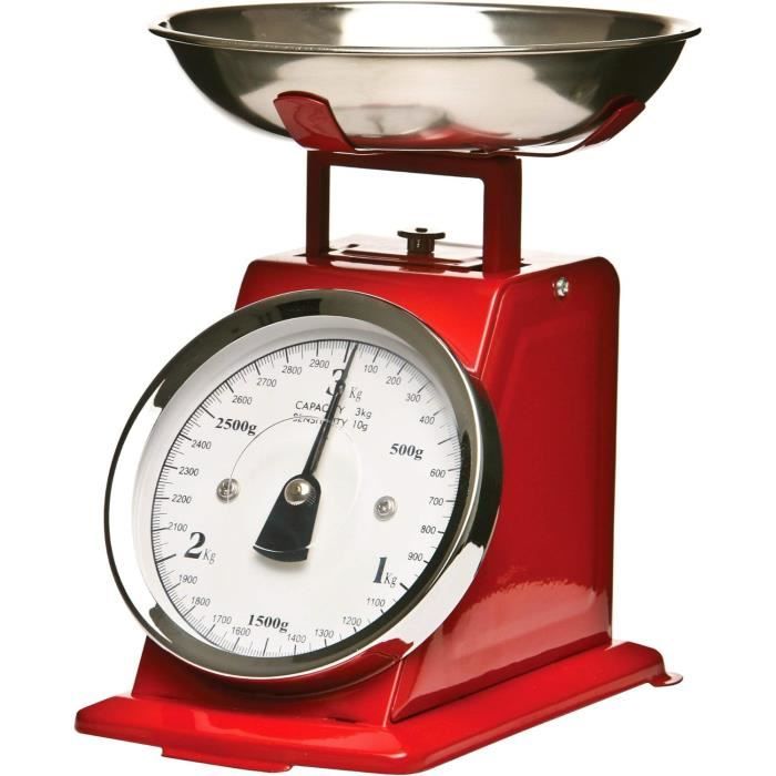 Housewares Balance De Cuisine Mécanique Bol Inox Rouge 3 Kg[h244 ...