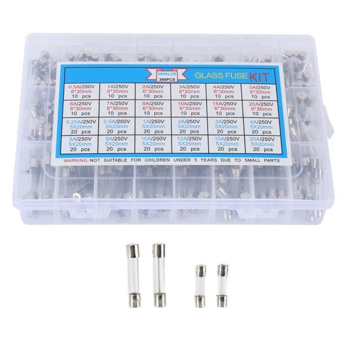 360 Pcs 250 V Fusibles De Tube De Verre Fusibles De Cartouche Fusible De Tube De - Cdiscount Auto
