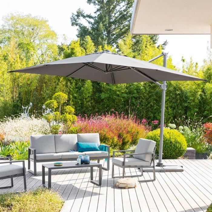 Parasol déporté carré Ayeri ardoise Hespéride - Gris - Aluminium ...