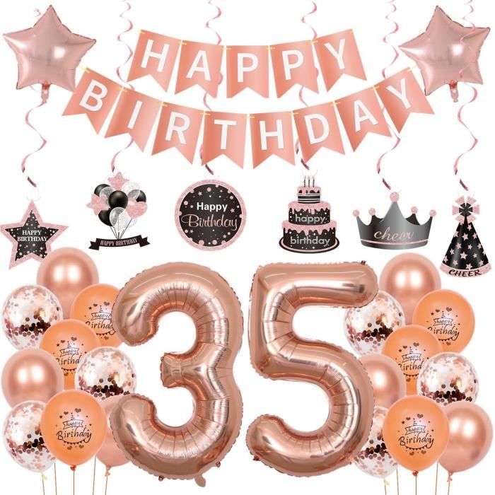 Décoration 35 Ans Anniversaire Or Rose, Ballon 35 Ans Anniversaire ...