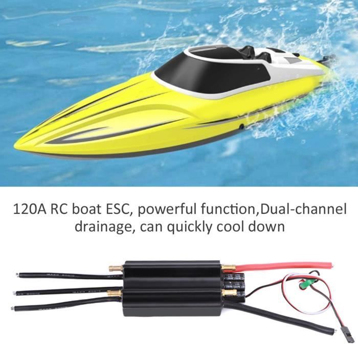 VGEBY - 120A RC Boat ESC - Drainage à deux canaux - ESC étanche pour ...