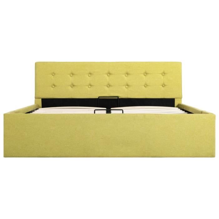 RUU Cadre de lit à stockage hydraulique Jaune lime lattes en ...