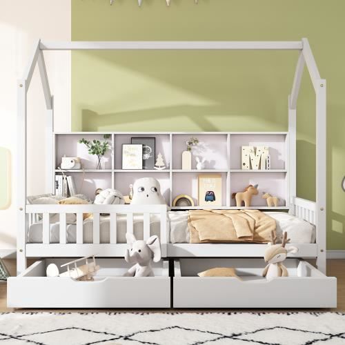 Family Bed lit enfant avec étagères multifonctions rangement étagère à ...