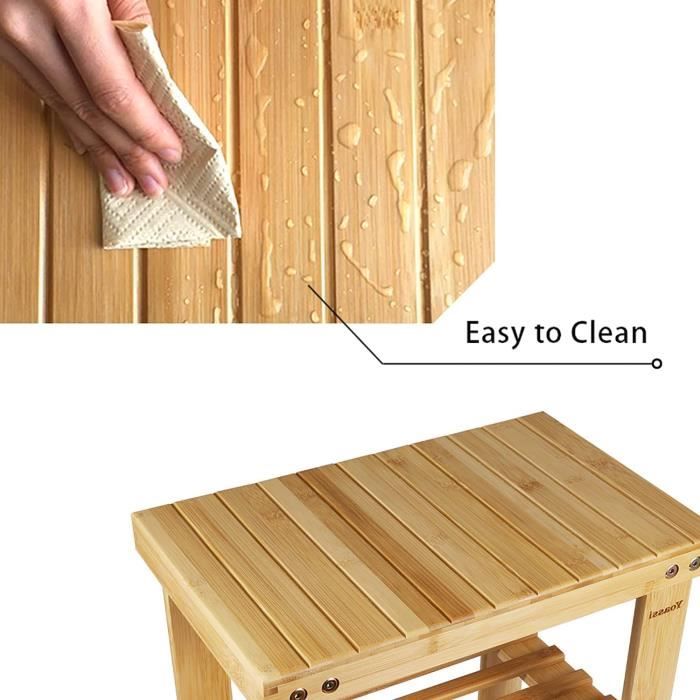 Tabouret Bas en Bamboo Naturel avec Etagère de Rangement pour Enfants ...