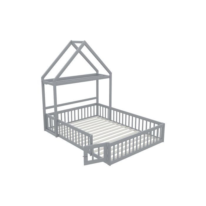 Lit Cabane Enfant 140x200 - avec Barrière de Sécurité - Lit Enfant ...
