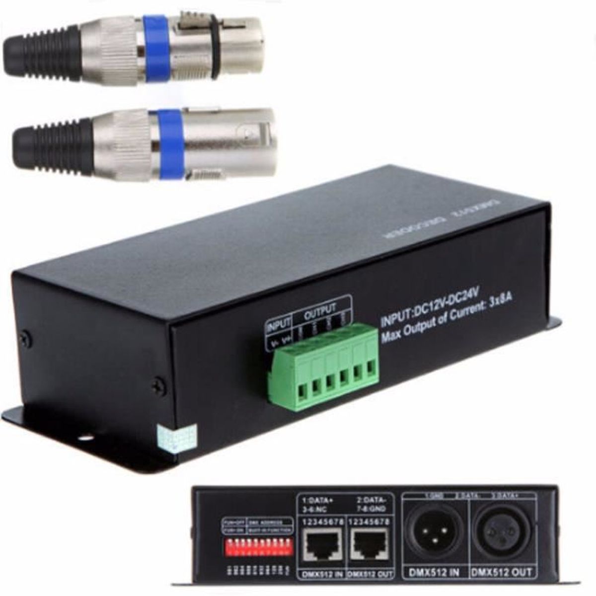 DMX 512 3CH DC 12V-24V Décodeur Contrôleur Variateur Pr 3528 5050 RGB ...