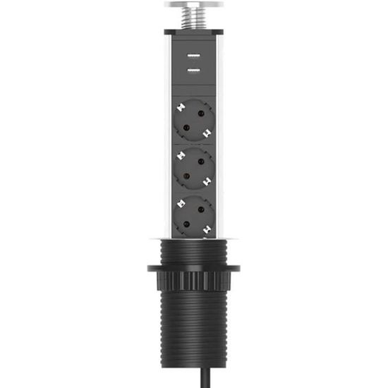 Multiprise rétractable 3 voies avec 2 ports de charge usb, rallonge de ...