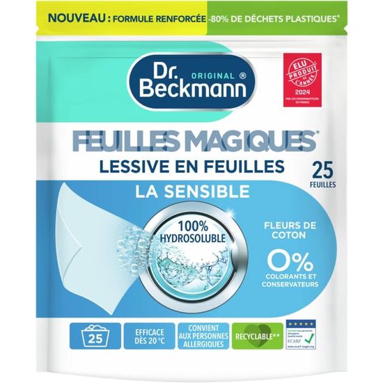 25 FEUILLES MAGIQUES Lessive en feuilles LA SENSIBLE Hypoallergénique ...