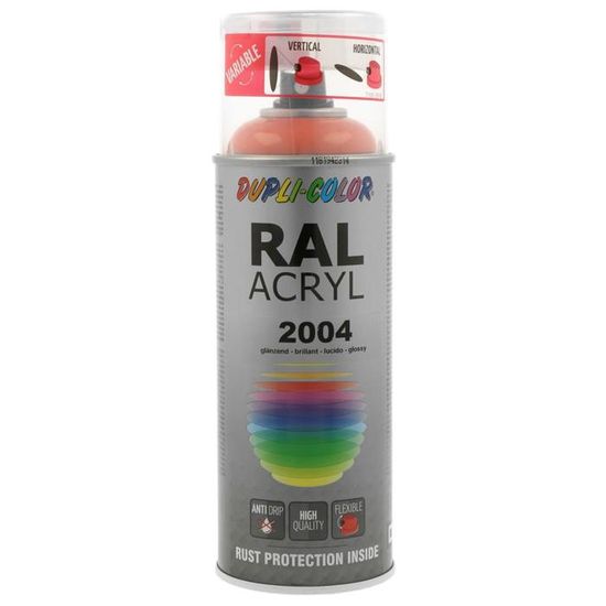 Peinture - DUPLI COLOR - RAL ACRYL 2004 - Orange PUR - Brillant - 400 ml - Cdiscount Bricolage