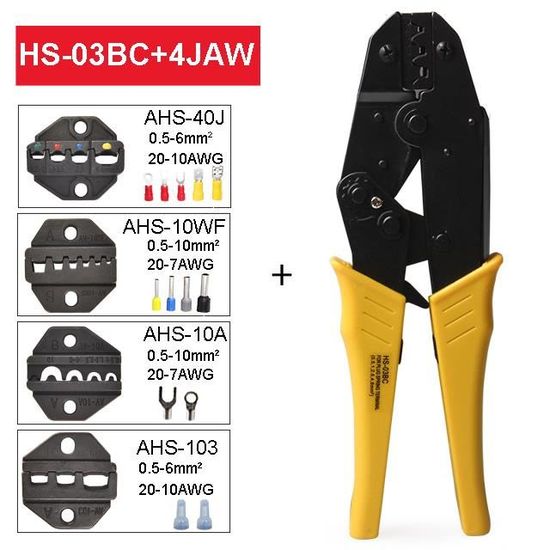 HS-03BC avec 4 mâchoires - Pince à sertir outils Kit de mâchoires HS ...