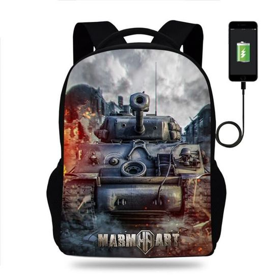 Game World Of Tanks Backpack Boys Girls School Bags Teenager USB Charging Daily Travel Backpack ...