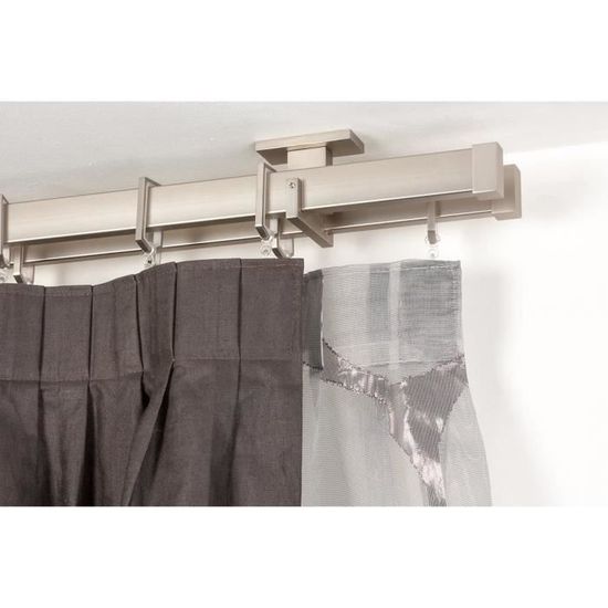 InCasa Double Tringle a Rideaux 31 x 12 mm, L. 220 cm. en Acier satine Complet - Cdiscount Maison